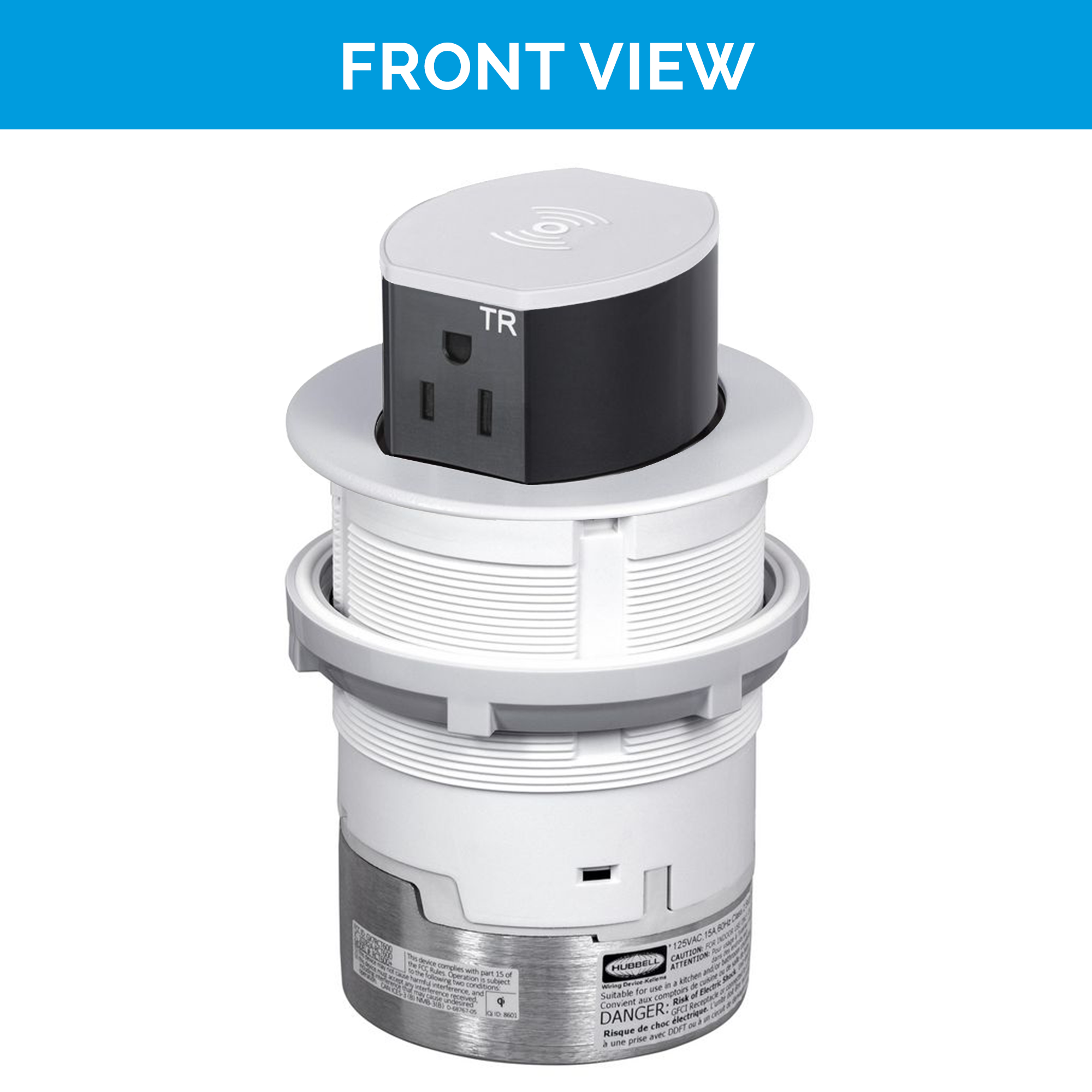 Pop Out Electrical Receptacles Pop Up Tower, 2 Outlet, 1 USB A, 1